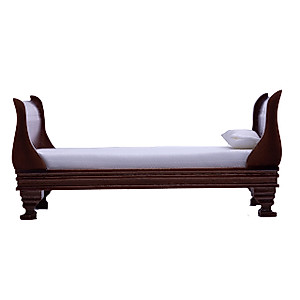 Neakomuki Dollhouse Furniture Accessories Mini Wooden Bedroom Furniture Wood Miniature Bed Pillow for Dollhouse Decoration