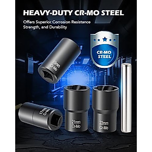 OMT Twist Socket Tool Set, 1/2" Drive 5pc Nut and Bolt Extractor Set, Rounded Bolt & Stripped Lug Nut Remover Tool Kit