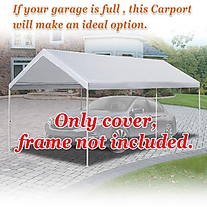 Strong Camel 10'x20' Carport Replacement Canopy Cover for Tent Top Garage Shelter Cover with Ball Bungees (Only Cover, Frame is not Included)