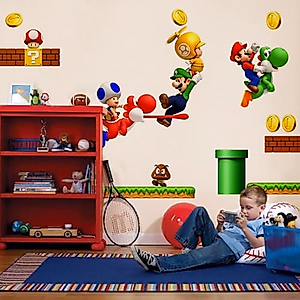 DEKOSH Mario Wall Decal | Peel & Stick Mario Wall Decor for Kids Room