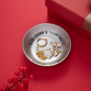 Quany Life 10 Year Anniversary Tin for Her Him - Wedding Tin Jewelry Ring Holder Dish, 10 Year Anniversary Tin Gifts for Wife, Couple, Parents, Friend Her Him