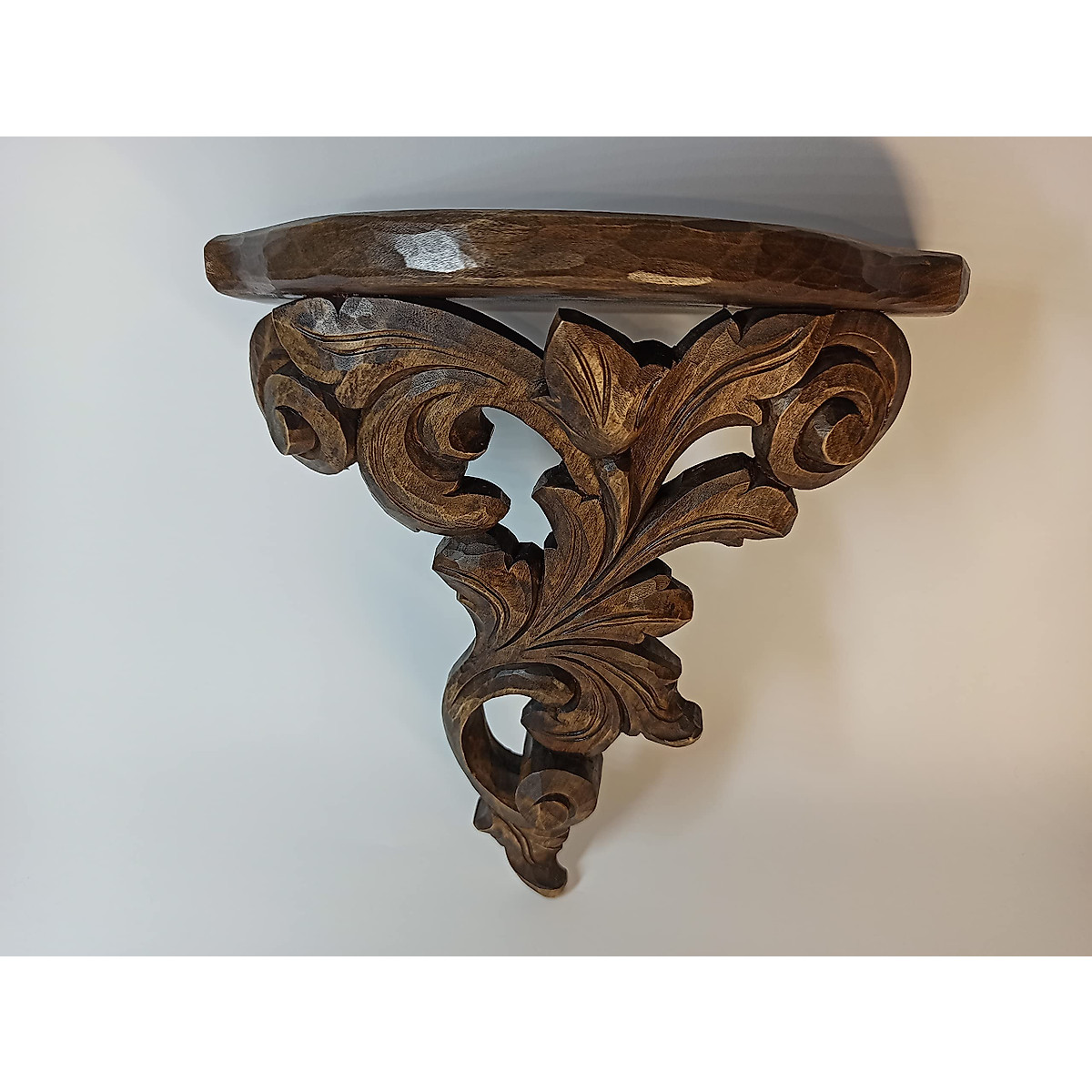 mik-Dyzayn Vintage Shelf, Unique Hand Carved Wall Shelf, Carved Wooden Shelf for Icons with Candlestick, Wood Carving Wall Shelf, Wood Shelf, Shelving