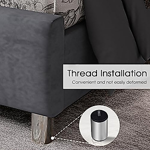 PaPaJet Upholstered Queen Bed Frame with Tall Headboard, Wingback Platform Bed, Velvet Tufted Button, No Box Spring Needed, Easy Assembly, Grey