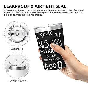 12oz Tumbler Happy 50th Birthday Stainless Steel Cup With Straw And Lid Spill Proof Bulk Double Wall Vacuum Reusable Water Tumblers For Cold Hot Drink