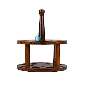 C V Crochet Hook Needle Holder Wooden Yarn Holder,Knitting and Crochet Supplies Organizer,Wooden Crochet Hook Stand Storage (White)