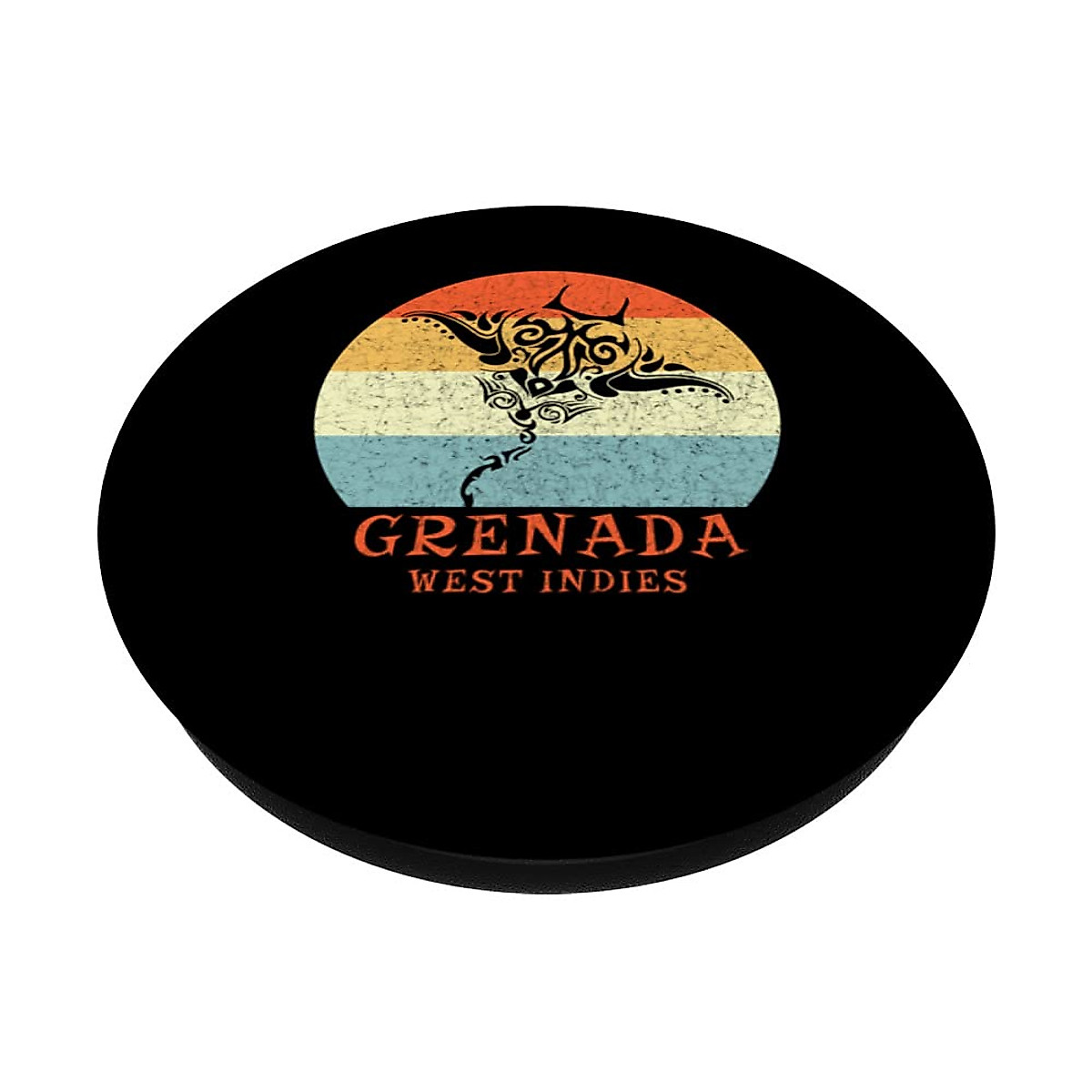 Grenada, West Indies Vintage Tribal Manta Ray Vacation PopSockets Swappable PopGrip