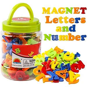 RAEQKS Magnetic Letters Numbers Alphabet ABC Colorful 123 Refrigerator Fridge Magnets for Vocabulary Educational Toy Set Preschool Learning Spelling Counting Game Uppercase Lowercase for Kids Age 3+
