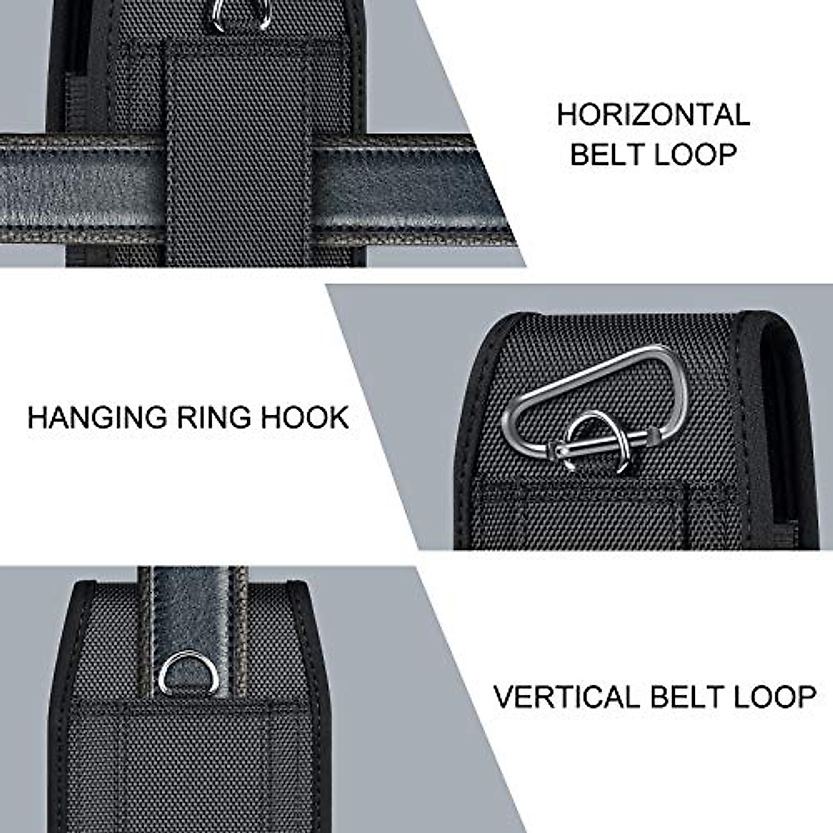 ykooe Cell Phone Pouch Nylon Holster Case with Belt Clip Cover Compatible with iPhone 12, 12 Pro, 11, 11 Pro, 13, 13 Pro, Max, XR X 6 7 8 Plus Samsung Galaxy S22 S20 S21 FE Ultra S10+ S9 A13 A01, XL