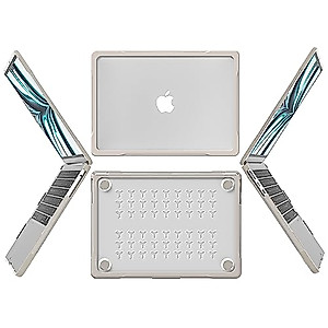 Batianda Ultimate Protection Case for M3 MacBook Air 13.6 inch 2022 2023 2024 Model A2681/A3113 Matte Carbon Fiber Edges Shockproof Anti-Scratch and Anti-Fingerprint with Keyboard Cover, Rock Gray