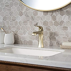 KRAUS Esta Single Handle Basin Bathroom Faucet with Lift Rod Drain in Brushed Gold, KBF-1211BG