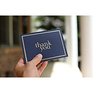 100 Thank You Cards Bulk, Thank You Notes, Navy Blue Gold Professional Blank Note Cards with Envelopes, Small Business, Wedding, Gift Cards, Christmas, Graduation, Baby Shower, Funeral, 4x6 Photo Size
