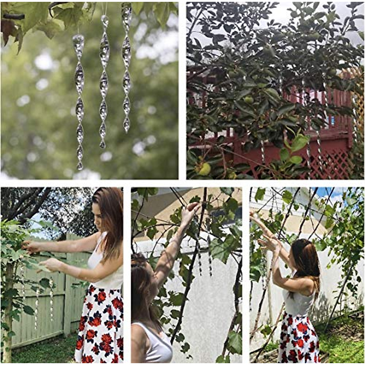 30 PC Package -Repellent Reflective Ornamental Spiral Deterrent to Keep Birds Away. Hanging Wind Twisting Scare Bird Rods Deflectors Decoys. Decorative Bird Deterrent to Protect Home and Garden.