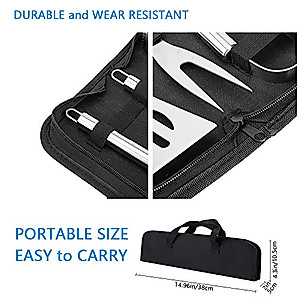 Piduules 3Pcs Basic BBQ Grill Accessories Set, Multifunctional Stainless Steel Barbecue Tools Set in Case for Outdoor Picnic, Camping, Smoking, Grilling