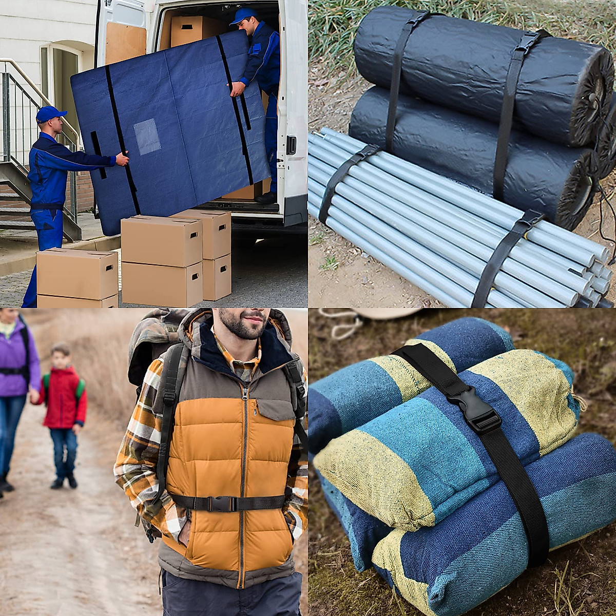 Tie Down Straps 2PCS (1'' x 7.15') for Moving or Storage, Heavy Duty Lashing Straps, Adjustable Nylon Straps for Motorcycle, Cargo, Trucks, Trailer, Luggage