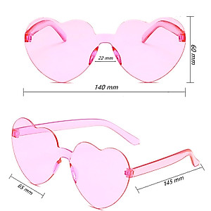 GCQJOQ 20 Pairs Heart Sunglasses Heart Shape Frameless Sunglasses Trendy Transparent Color Party Sunglasses