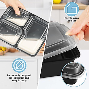 30 Pack Meal Prep Containers, 32 Oz 3 Compartment Food Storage Containers with Lids, Extra-thick Plastic To Go Containers, Disposable Lunch Box, BPA Free, Stackable, Dishwasher/Microwave/Freezer Safe