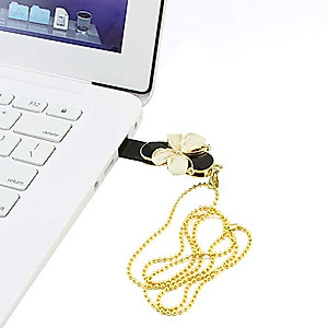 3C Light 32GB 2.0 USB Flash Drive Crystal Butterfly Shape Jewelry USB Flash Disk Jump Drive Thumb Drive Pen Drive with Necklace Memory Stick Data Storage Gift (32 GB, White)