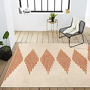 JONATHAN Y SMB204A-5 Vinales Diamond Stripe Indoor Outdoor Farmhouse Transitional Traditional Area Rug,High Traffic,Kitchen,Living Room,Backyard,Non Shedding,5 X 8,Beige/Terracotta