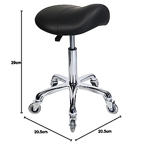 Saddle Stool Rolling Ergonomic Swivel Chair for Dental Office Massage Clinic Spa Salon,Adjustable Hydraulic Stool with Wheels (Without Backrest, Black)