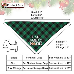PTDECOR 2 Pack Dog Christmas Bandanas, Classic Red Green Plaid Dog Bandana Scarf Triangle Bibs Kerchief Christmas Dog Bandanas for Medium Large Dogs Pets (Christmas, Large)