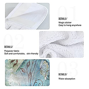 Blue Dragonfly Hand Towel 2 Pack Watercolor Flower Hanging Tie Towels Soft Absorbent Tea Bar Towels for Kitchen Gym Hotel