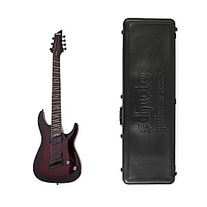 Schecter Omen Elite-7 Multiscale 7-String Electric Guitar in Black Cherry Burst with Schecter Hard Shell Carrying Case