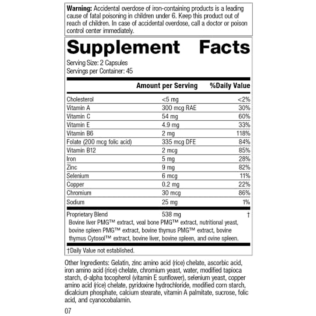 Standard Process Immuplex - Whole Food Immune Support and Antioxidant Support with Chromium, Folate, Vitamin B6, Copper, Selenium, Vitamin A - 90 Capsules