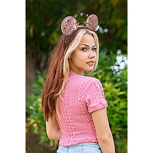 Zivyes Mickey Mouse Ears Star Halo Crown Headband Bopper Princess Decorations Cosplay Gold Headpiece Halloween Ears