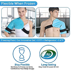 Relief Expert Extra Large Shoulder Ice Pack Wrap Reusable Rotator Cuff Cold Compression for Left or Right Shoulder and Upper Arm, Large Gel Cold Pack Wrap for Arm with Soft Plush Lining - Blue