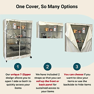 Formosa Covers Premium Clear Front Wire Shelf Steel Rack Cover Off White - Heavy-Duty Storage Solution for Wire Shelving Rack (48”Wx18”Dx72”H) - Waterproof PVC, Water/Dust Resistant Fabric, Zippers