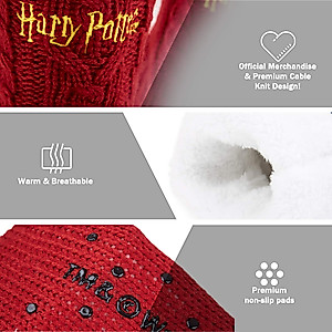 Harry Potter Womens Slipper Socks, Fleece Lined Non Slip Socks - Gifts for Her (Burgundy)