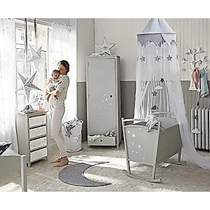 LOAOL Canopy for Kids Bed with Stars, Crib Canopy with Dome, Elegant Net Hanging Fairy Girl Bed Canopy Princess Room Decoration Reading Nook Corner Curtain Fits Full Crib, Twin, Queen Play Castle Tent