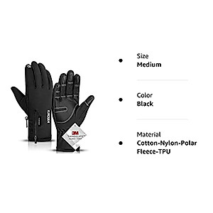 krosa -10℉ Winter Gloves Men Women, 10 Touchscreen Fingers Snow Ski Gloves, Waterproof Cold Weather Gloves