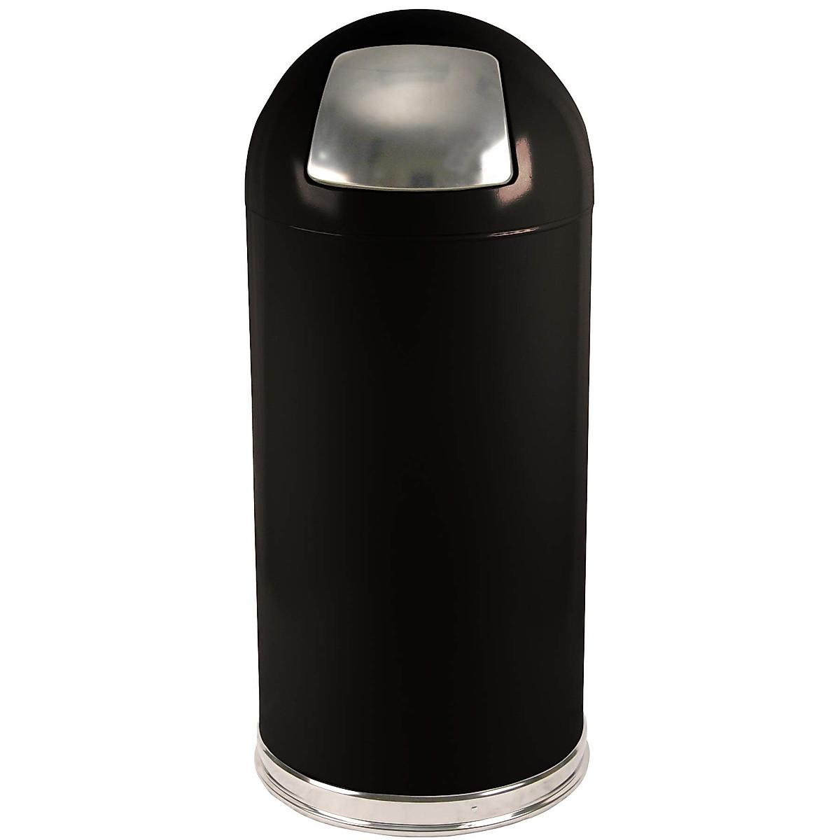 Witt Industries 15DTBK Steel 15-Gallon Standard Dome Top Indoor Waste Receptacle with Galvanized Liner, Round, 15" Diameter x 35" Height, Black