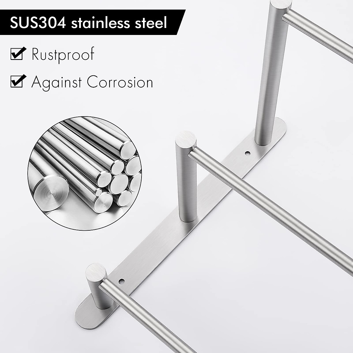 KES Bath Towel Bar 30 Inch 3-Tier Bathroom Towel Rack Wall Mount SUS304 Stainless Steel Brushed Finish, BTH202S75-2