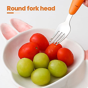 Travel Cutlery Set Baby With Case, 2 PCS Toddler Utensils, Kids Spoon And Fork Self-Feeding, Carrot Child Flatware Sets, Stainless Steel Fun Baby Silverware