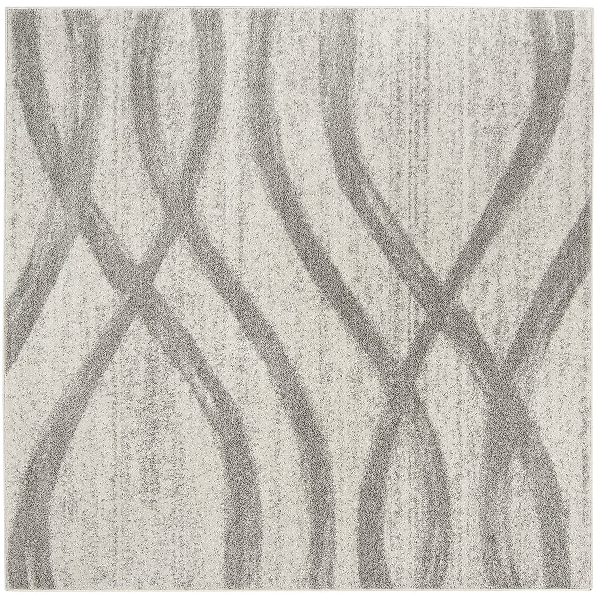 SAFAVIEH Adirondack Collection Area Rug - 10' Square, Cream & Grey, Modern Wave Distressed Design, Non-Shedding & Easy Care, Ideal for High Traffic Areas in Living Room, Bedroom (ADR125C)
