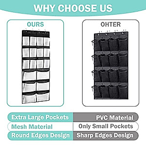 PerfectMart Over the Door Shoe Organizers Hanging Shoe Racks Holders with 6 Extra Large Breathable 12 Normal Mesh Pockets Shoe Holder Storage Hanger Pantry Closet Organizer(59" x 21.6",Black)