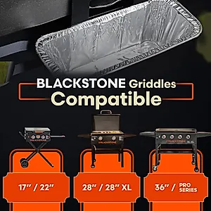 [30-Pack] Blackstone Griddle Compatible Cup Liners, Aluminum Foil Drip Pans for Easy Drain Management of Blackstone Grease Trays. Bulk Package, 5017, Size: 8" x 3 3/4"