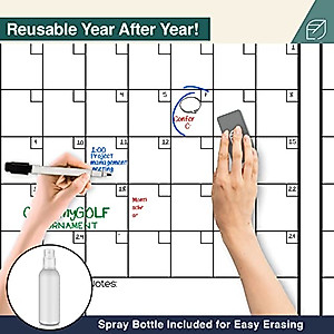Large Dry Erase Wall Calendar - 36" x 96" - Undated Blank 2023 Reusable Yearly Calendar - Giant Whiteboard Year Poster - Laminated Office Jumbo 12 Month Calendar