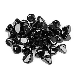 GRISUN Onyx Black Fire Glass Diamonds for Fire Pit, 1 Inch High Luster Reflective Tempered Glass Rocks for Natural or Propane Fireplace, Safe for Outdoors and Indoors Firepit Glass, 10 Pounds