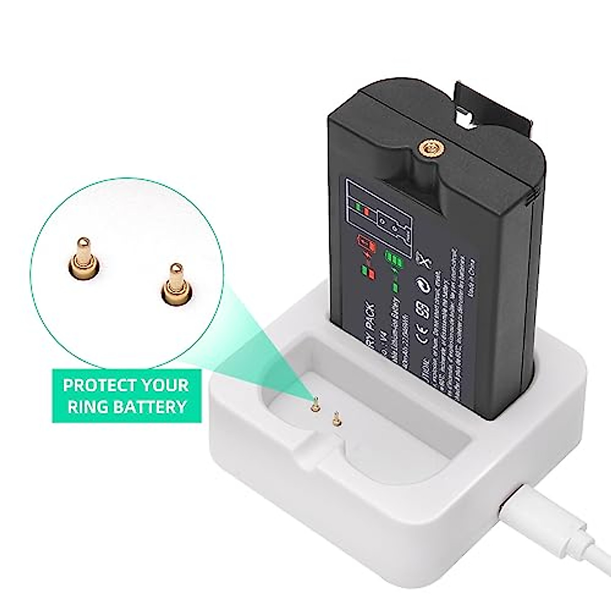 YUELAN Ring 6040mAh Replacement Battery with Charging Station, Solar Stick Up Camera (2nd & 3rd Gen) Video Doorbell 2/3/4/3 Plus & Spotlight Outdoor Camera