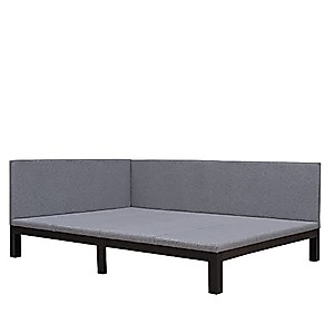 Eafurn Upholstered Full Daybed Frame with Cushion, Full Size Daybed with Slat Support, Sturdy Wooden Full Sofa Bed for Living Room Bedroom Dorm Guest Room, No Box Spring Needed