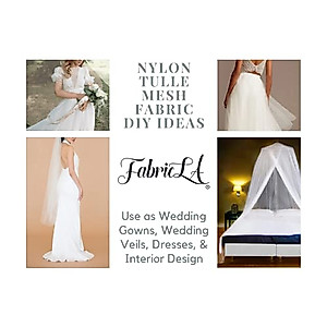 FabricLA 100% Nylon Tulle Mesh Fabric - Wedding Tulle Veil Fabric - 108" Wide (270 CM) Tulle Fabric Bolt of 50 Yard - Use as Wedding Gowns, Wedding Veils, Dresses, & Interior Design - Ivory