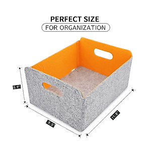 Welaxy storage baskets Felt Foldable Storage Cube Shelf Bins Organizer box for Kids Toys Magazine Books Clothes Office Bedroom Closet Babies Nursery organizing (orange+green+turquoise )