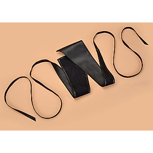 Block Garden Women Lace Up Tied Corset Belt Soft Leather Wide Cinch Belt Waspie, Black