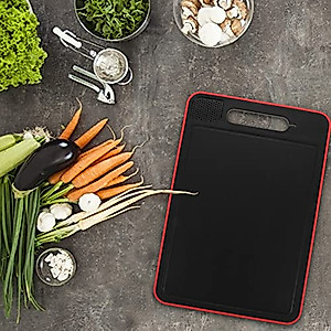 HEMOTON Fast Defrosting Tray Chopping Board Thawing Plate Cutting Board Meat Defroster Boards with Handle for Meat Pork Beef Fish Black Red