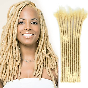 6-18 Inch Dreadlock Extensions Human Hair Fully Handmade Human Hair Dreadlock Extensions for Man/Women Locs Extensions Human Hair Can Be Dyed Bleached Curled… (18Inch-30Strands, 0.6CM Width-613#)