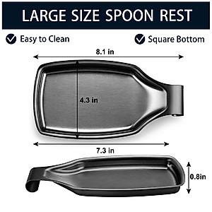 Black Stainless Steel Spoon Rest for Kitchen Stove Top, Herogo Large Cooking Utensil Spatula Ladle Holder with Square Bottom, Kitchen Accessories for Kitchen Countertop, Heavy Duty, Dishwasher Safe