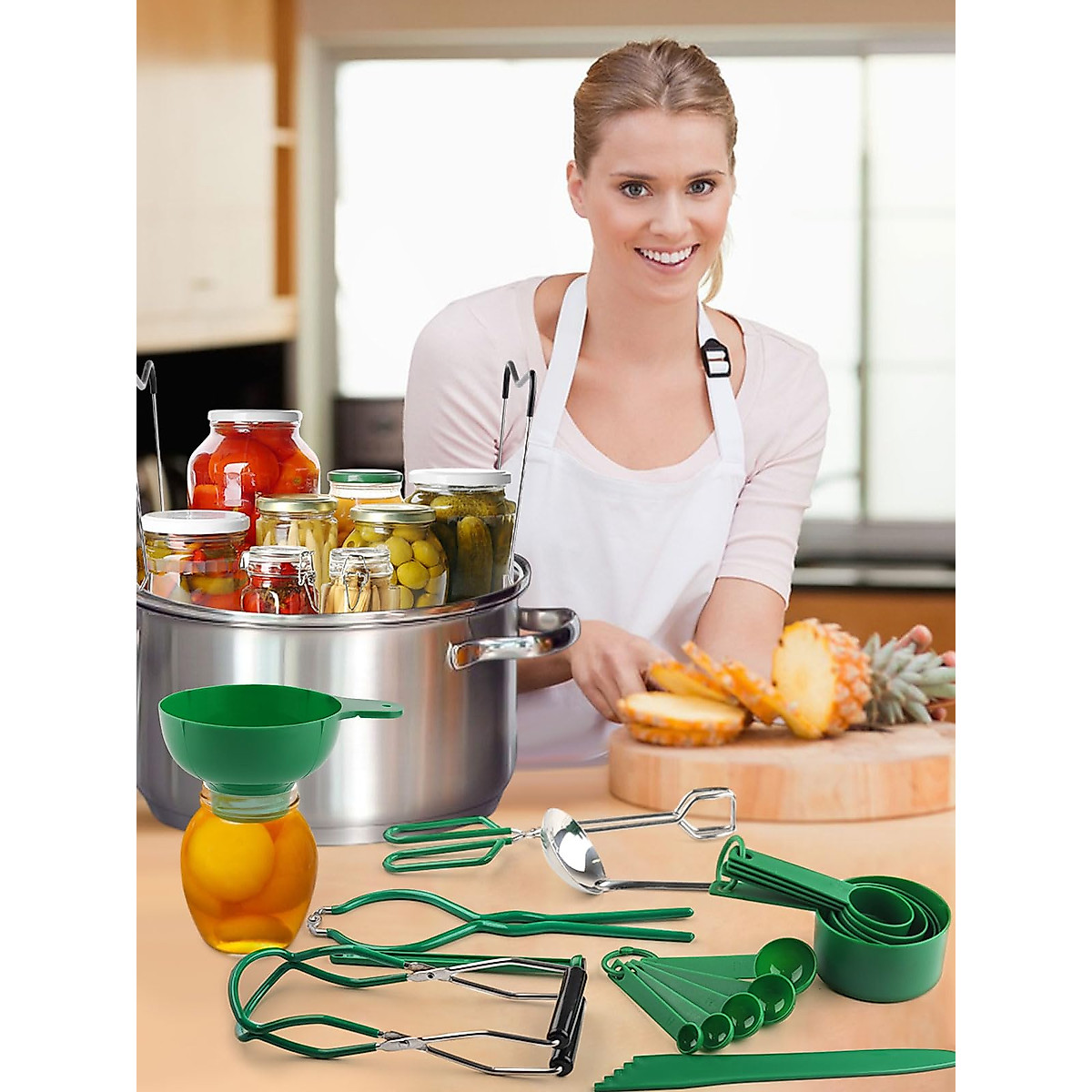 19PCS Canning Supplies Starter Kit, Kalolary Kitchen Canning Tools Canning Essentials Kit Home Canning Equipment Kit with Canning Rack Canning Tong Funnel Jar Lifter for Canned Fruit Vegetables Pickle